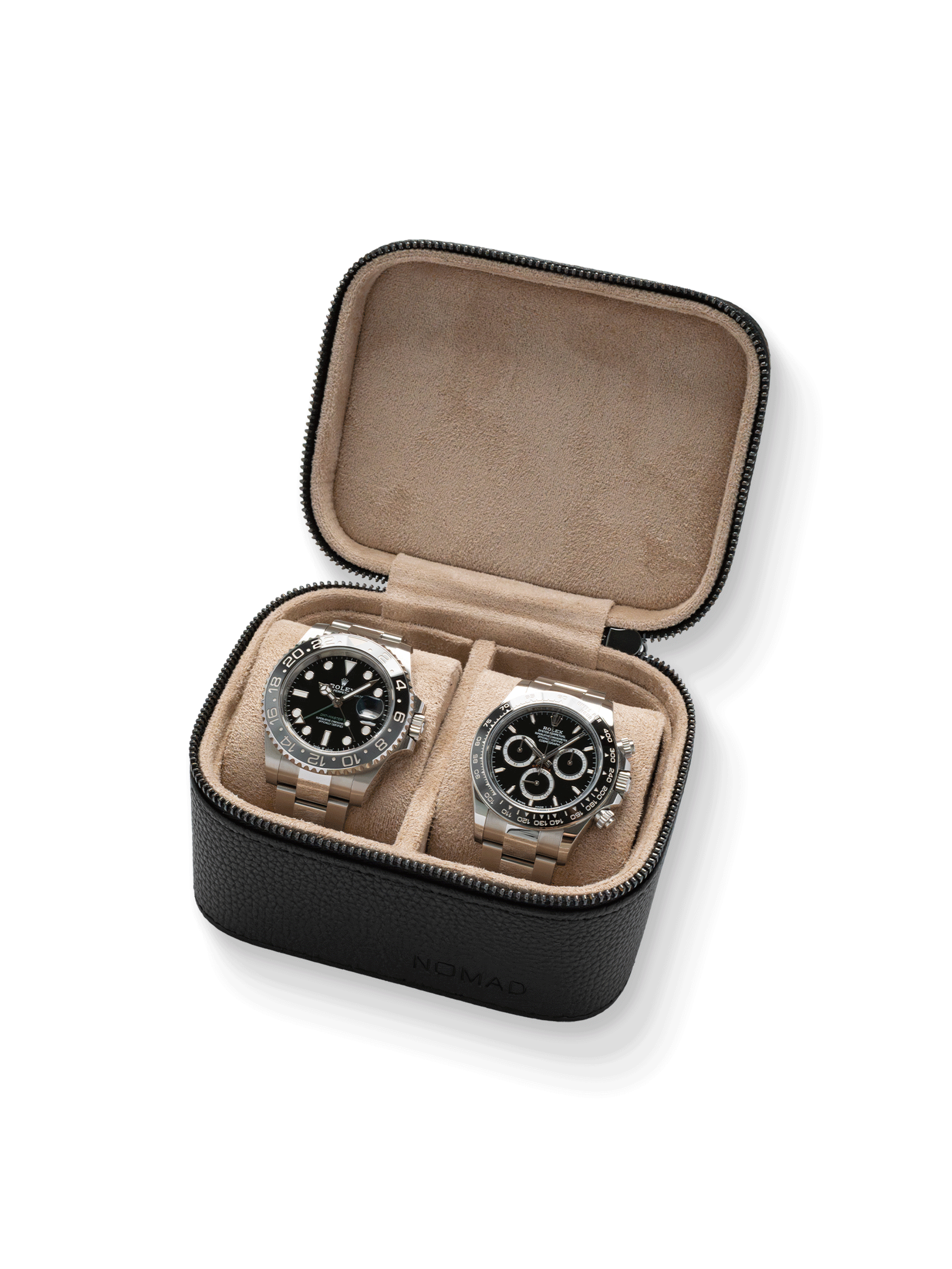Heritage Leather Travel Case in Black/Sand (2 Watch) – Nomad Watch Works